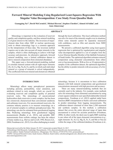 Pdf Forward Mineral Modeling Using Regularized Least Squares