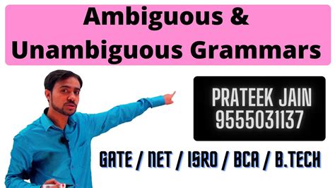 Lecture 3 Ambiguous And Unambiguous Grammars Converting Ambiguous To Unambiguous Grammar Youtube