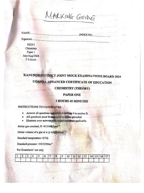 Uace Chem 1 Guide Kanugu District Mocks 2024 | PDF