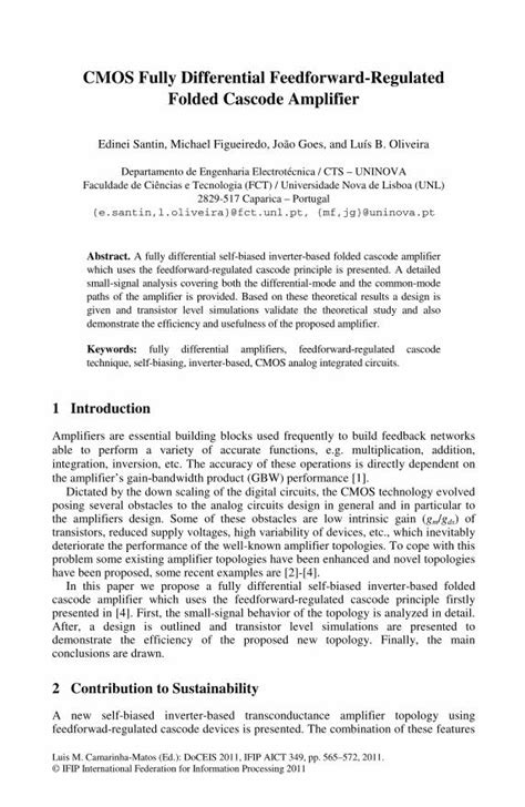 Pdf Cmos Fully Differential Feedforward Regulated Folded · Cmos