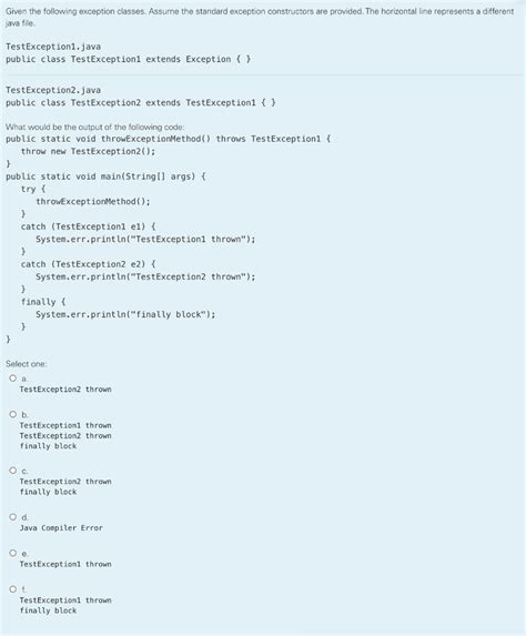 Solved Given The Following Exception Classes Assume The