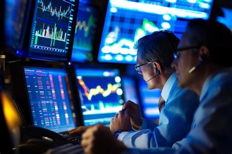 financial traders analyzing realtime stock market data on multiple