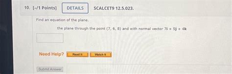 Solved Find An Equation Of The Plane The Plane Through The Chegg