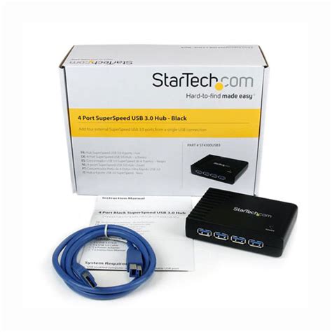 StarTech Com 4 Port Black SuperSpeed USB 3 0 Hub LN71263 ST4300USB3GB SCAN UK