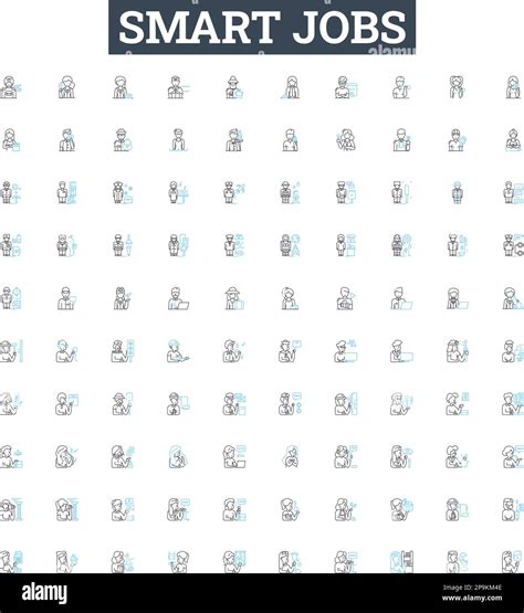 Smart Jobs Vector Line Icons Set Smartwork High Tech Automation Ai Robotics Innovative It