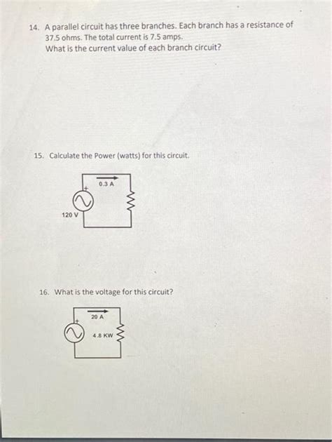 solved 14 a parallel circuit has three branches each