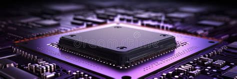 Exploration Of A Sleek Microprocessor On A Vibrant Circuit Board At