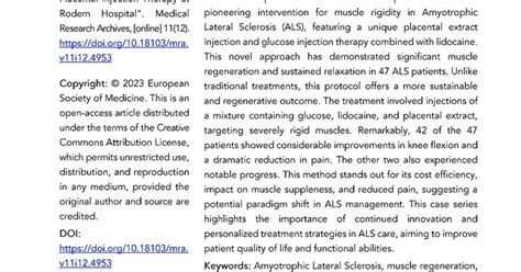 로뎀병원 연구팀 루게릭 태반주사 치료 논문 유럽 의학 학회지 게재