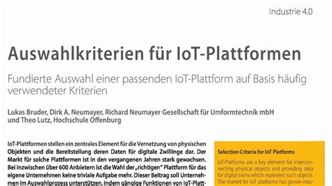 Selection Criteria For Iot Platforms Industry 4 0 Science