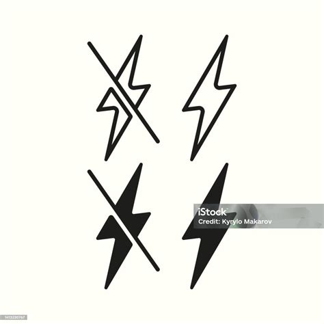 전기 번개 세트 아이콘입니다 교차 충전 장치 방전 배터리 상태 축압기 휴대용 전체 전기 배선 고전압 기술 개념 비즈니스용 벡터