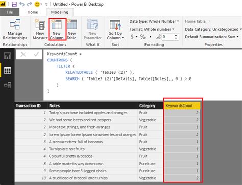 Solved Count Keywords From Text Column Link Them To Spec Microsoft Fabric Community