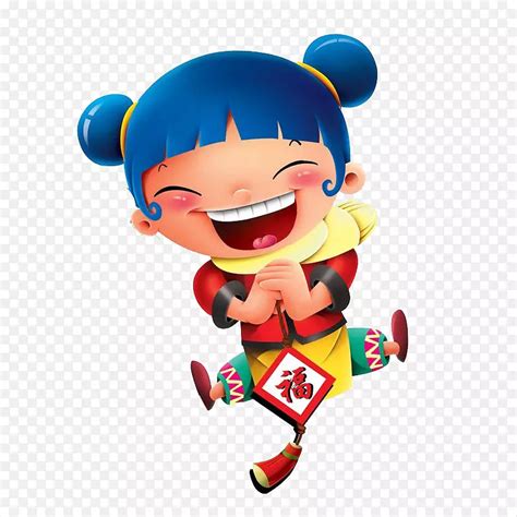 卡通女孩拜年免抠图png图片素材下载图片编号qarpvlny 免抠素材网