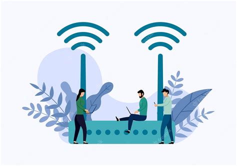 Premium Vector Wireless Ethernet Modem Router With Characters