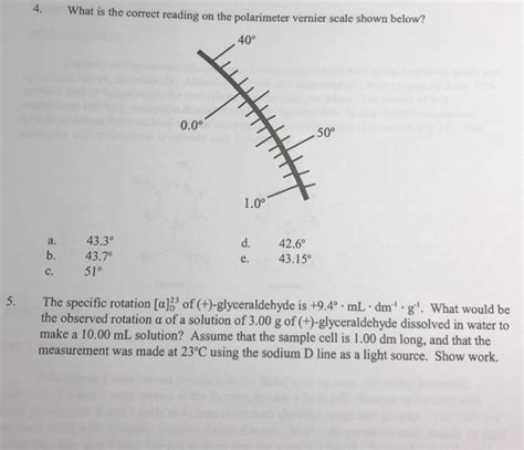 Solved 4 What Is The Correct Reading On The Polarimeter