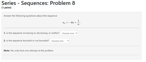 solved series sequences problem 8 1 point answer the