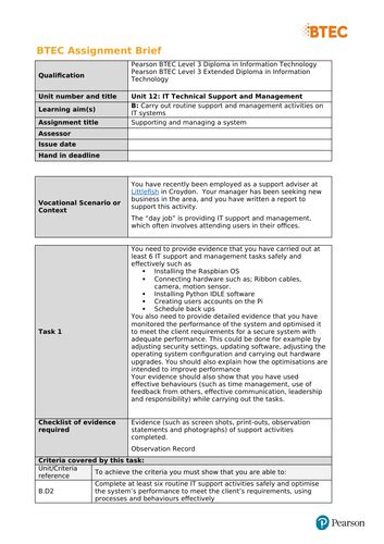 Level 3 Btec It Unit 12 It Technical Support Learning Aim Bandc Teaching Resources