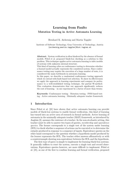 Pdf Learning From Faults Mutation Testing In Active Automata Learning
