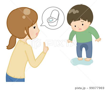 お漏らししてしまった子どもに優しく話しかけるママのイラスト素材 99077969 PIXTA
