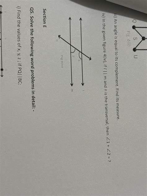 Q 令 Fig 4 Ii Iii An Angle Is Equal To Its Complement Find Its Measu
