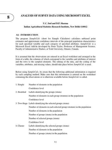 pdf analysis of survey data using microsoft excel dokumen tips
