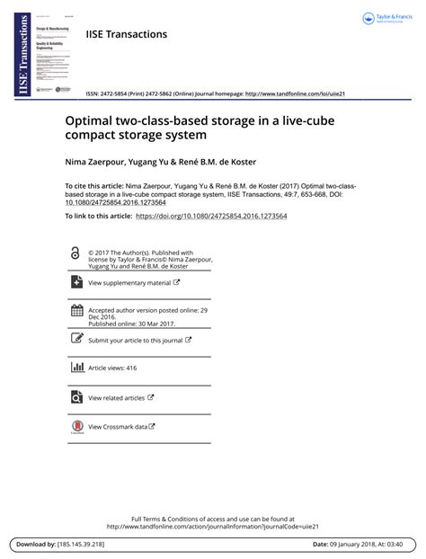 Pdf Optimal Two Class Based Storage In A Live Cube Compact Storage System