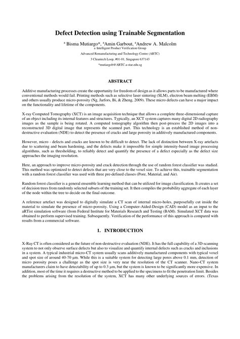 Pdf Defect Detection Using Trainable Segmentation