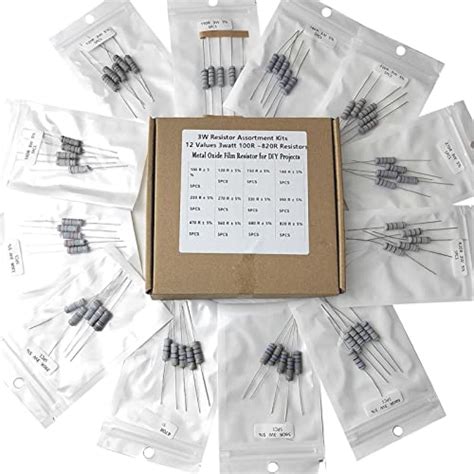3w Resistor Assortment Kit12 Values 3watt 100 R ~820 R Resistors Pack
