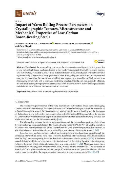 Pdf Impact Of Warm Rolling Process Parameters On Crystallographic Textures Microstructure And