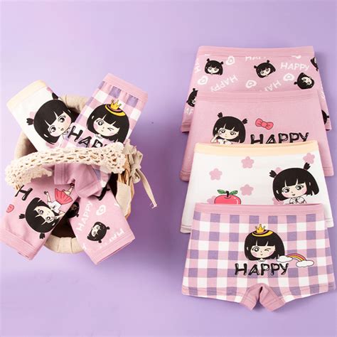 กางเกงในเด็กหญิง กางเกงชั้นในสําหรับเด็กผู้หญิง 1ชุด4ตัว ชุดชั้นในเด็กหญิงลายสาวน่ารักgirls