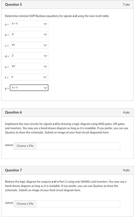 question 5 7 pts determine minimal sop boolean
