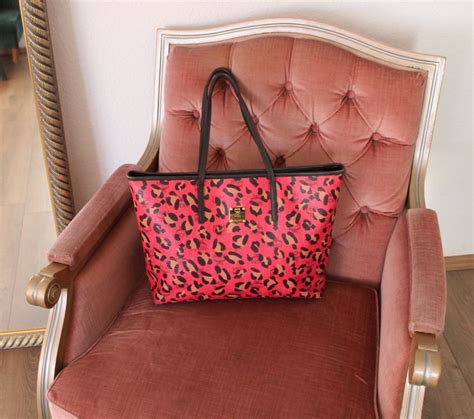Mcm Shopper Tasche Handtasche Pink Braun Gold Leopard Medium In