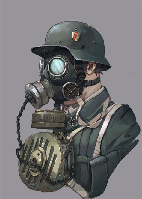 Tekening Gasmasker Ww1 Ww1 Gas Mask Art