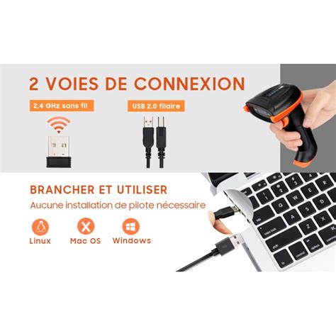 Douchette Code Barre D D USB et sans fil Étiquettes Expert