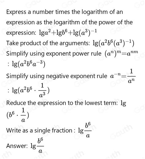 Solved 2 Log A6 Log B Log A3 Math