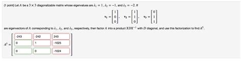 Solved 1 Point Let A Be A 3 × 3 Diagonalizable Matrix
