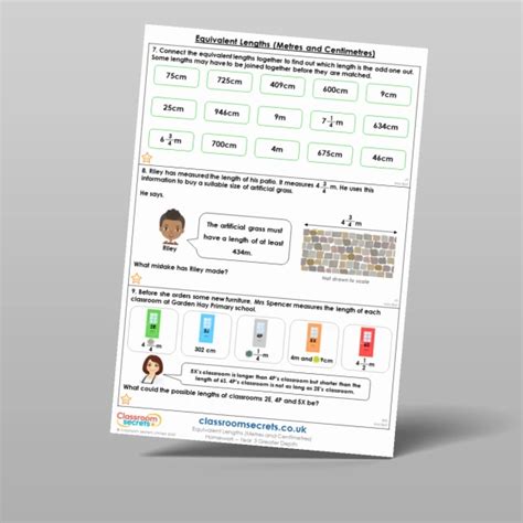 Year 3 Equivalent Lengths Metres And Centimetres Homework Resource Classroom Secrets
