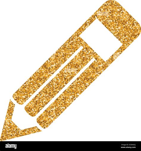 Pencil Icon In Gold Glitter Texture Sparkle Luxury Style Vector