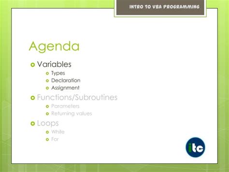 Intro To Excel Vba Programming Pptx