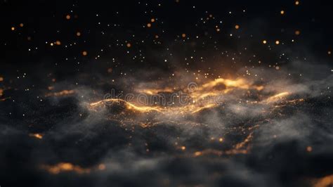 Golden Particles Dance In The Dark Stock Image Image Of Fluidity Illumination 379096899