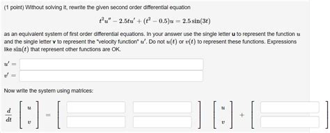 Solved 1 Point Without Solving It Rewrite The Given Chegg Com