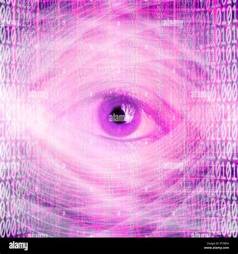 Conceptual Background Image Of Binary Code And Abstract Lights Of