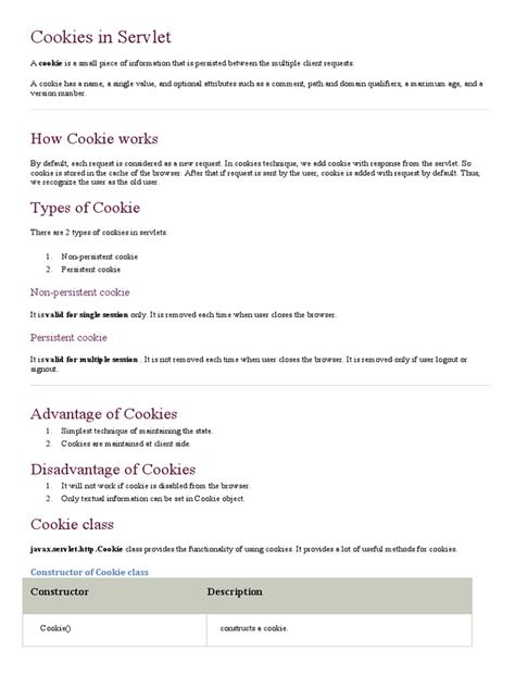 Cookies In Servlet Pdf Cookie Java Servlet
