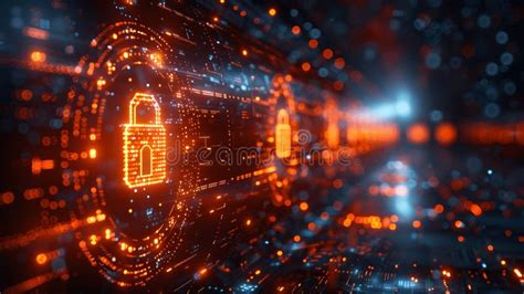 Encrypted Locks In A Digital Code Labyrinth Stock Illustration