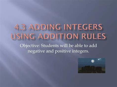 PPT 4 3 Adding Integers Using Addition Rules PowerPoint Presentation ID 5262412