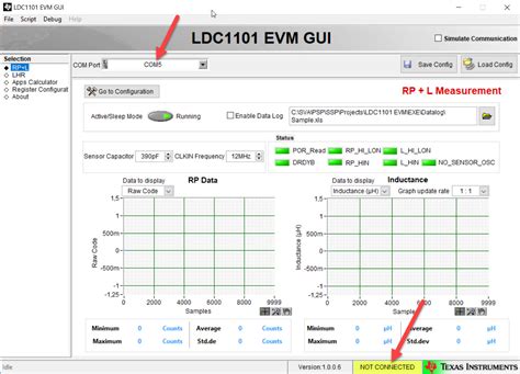 Ldc1101evm Problems Using Sensing Solutions Gui Sensors Forum Sensors Ti E2e Support Forums