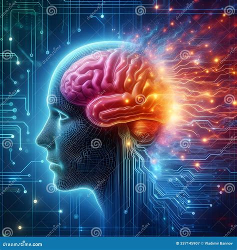A Conceptual Image Of A Human Brain With Glowing Circuits And Data