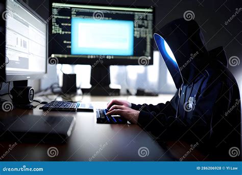 Hacking And Malware Concept Hacker Using Abstract Laptop Editorial