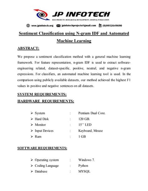 Sentiment Classification Using N Gram Idf And Automated Machine Learning Docx Computing