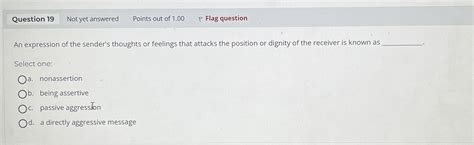 Solved Question 19an Expression Of The Senders Thoughts Or