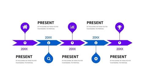 Blue And Purple Flow Chart With Icons PowerPoint Template Free